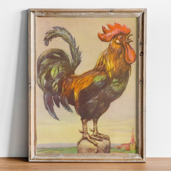 Rooster Crowing Art