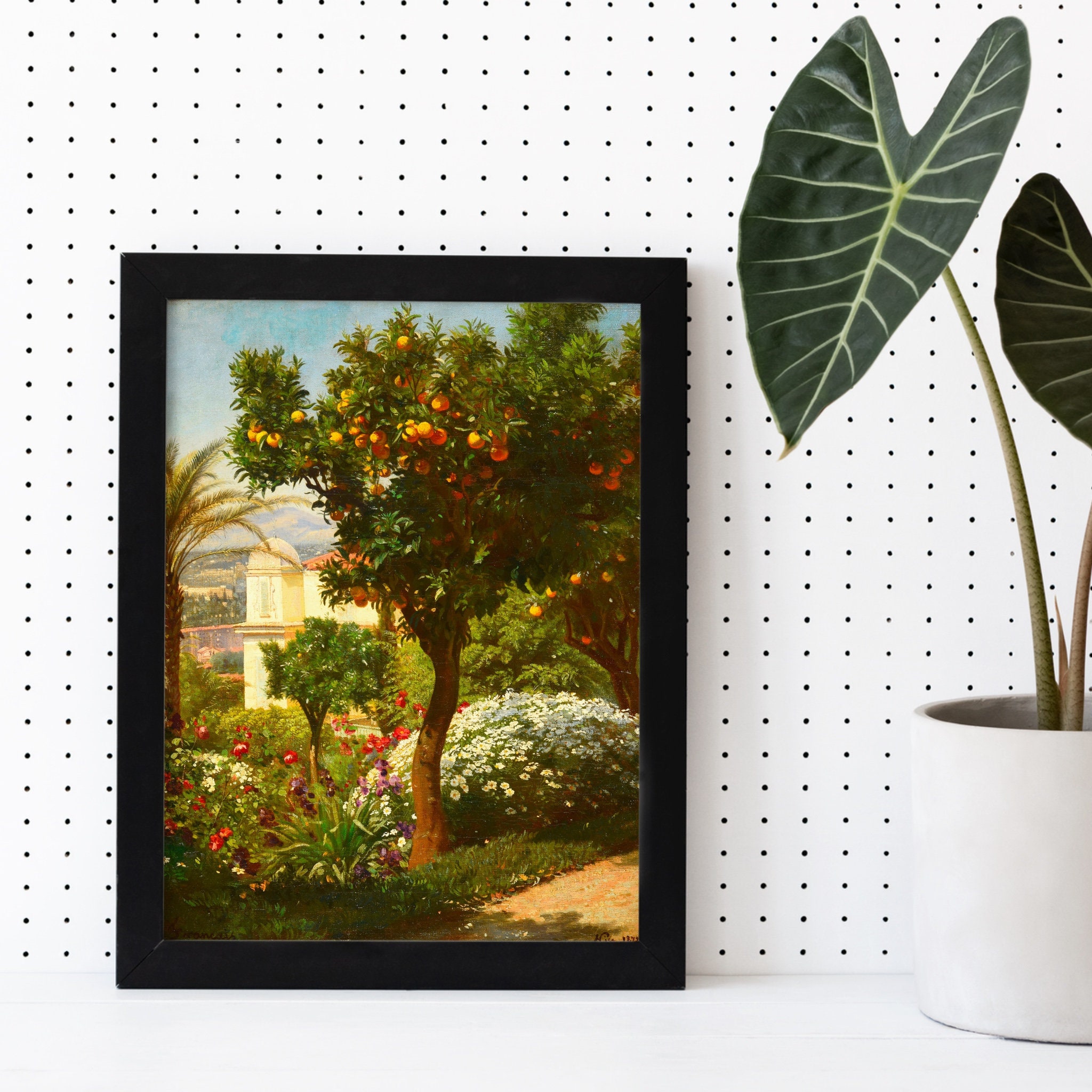 Antique Reproduction Landscape With Orange Tree, French Landscape With ...