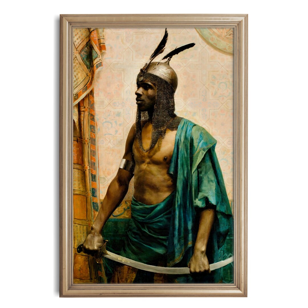 The Nubian Guard, Orientalist 19th Century Art, Black Man, Handsome ...