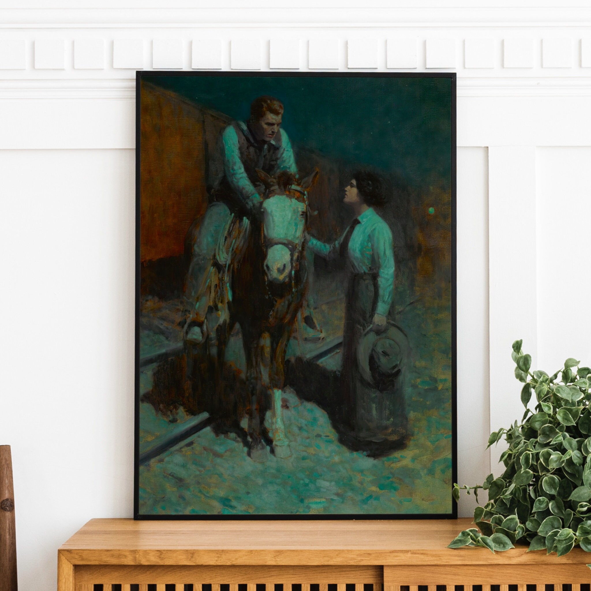 Girl and Cowboy, Frank Tenney Johnson, High Quality Fine Art Print, 8 ...