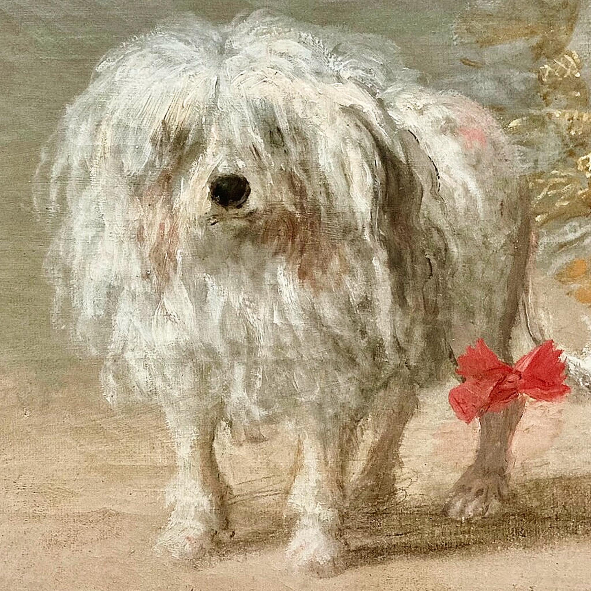 Antique Little White Dog Art, Maltese or Bijon Frise, 18th Century ...