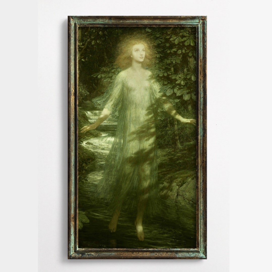 The Moon Maiden, Mystical, Whimsical Antique Painting, Frank Dicksee ...