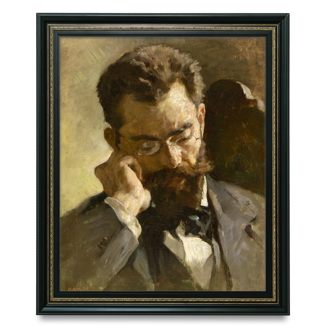 Antique Spanish Portrait, Man Reading, Man Thinking, Earthtones ...