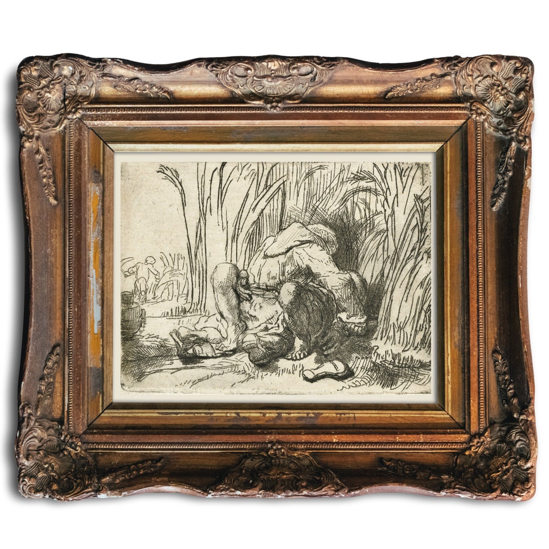 The Monk In The Cornfield Unframed Art Print Rembrant Etching 17th