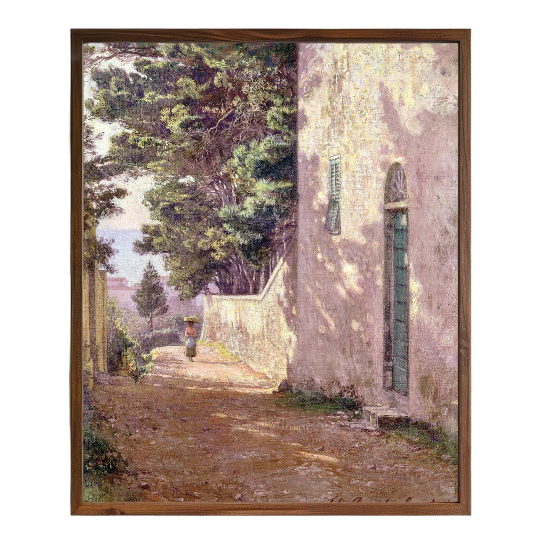 Vintage Italian Landscape, Northern Italy, Light Purple Art Print ...