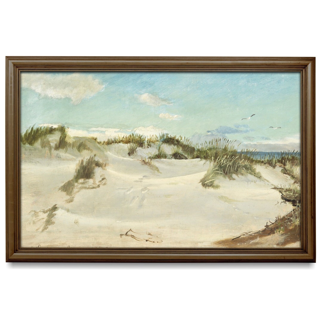 Vintage Sand Dunes Painting, Sandy Beach Antique Art, High Quality Art ...