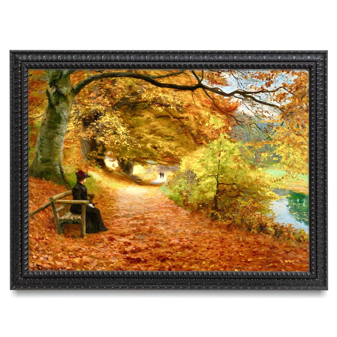 Wooded Path in Autumn, Victorian Lady Impressionist Painting With Fall ...