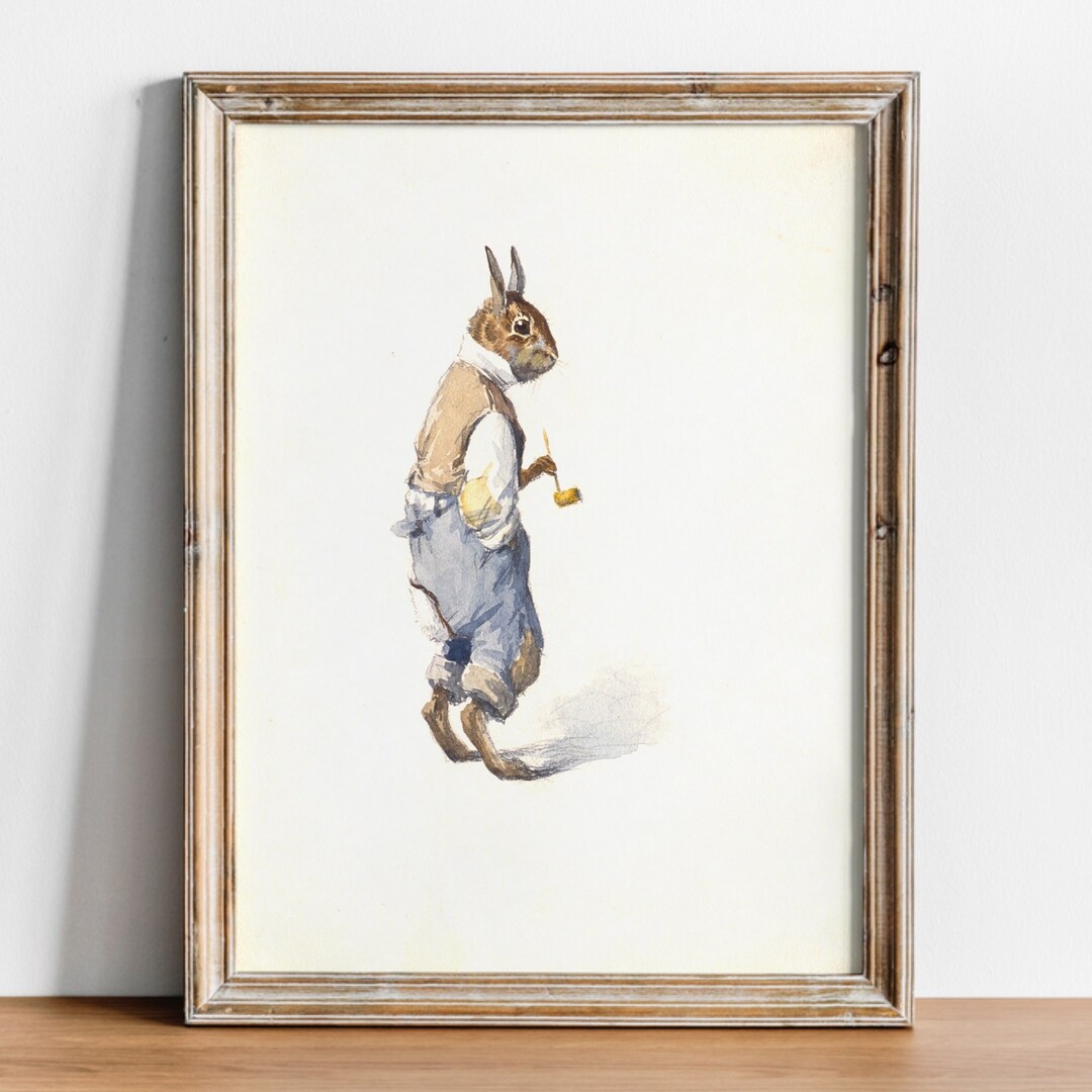 Br'er Rabbit, Briar Rabbit Watercolor, Vintage Antique Rabbit in ...