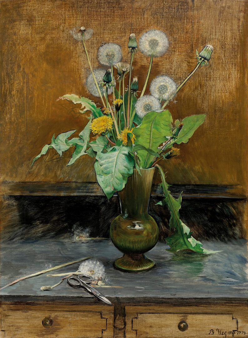 Vintage Dandelion Painting, Unusual Dandelion Still-life, Bertha ...