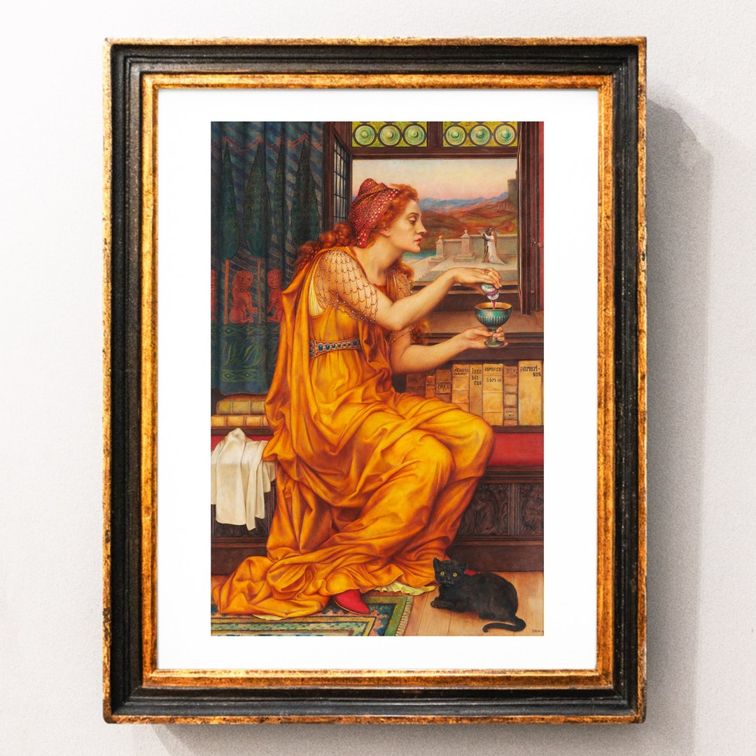 Pre-raphaelite Painting, Love Potion, Woman in Saffron Yellow Dress ...