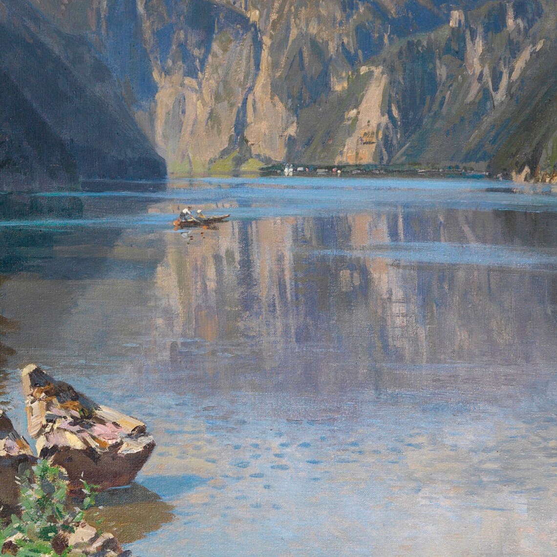 Beautiful Lake Painting, Bavarian Alps, High Quality Fine Art Print ...
