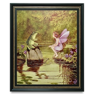 Fairy Talking to Frog, Vintage Fairy Art, Reproduction Victorian Fairy ...