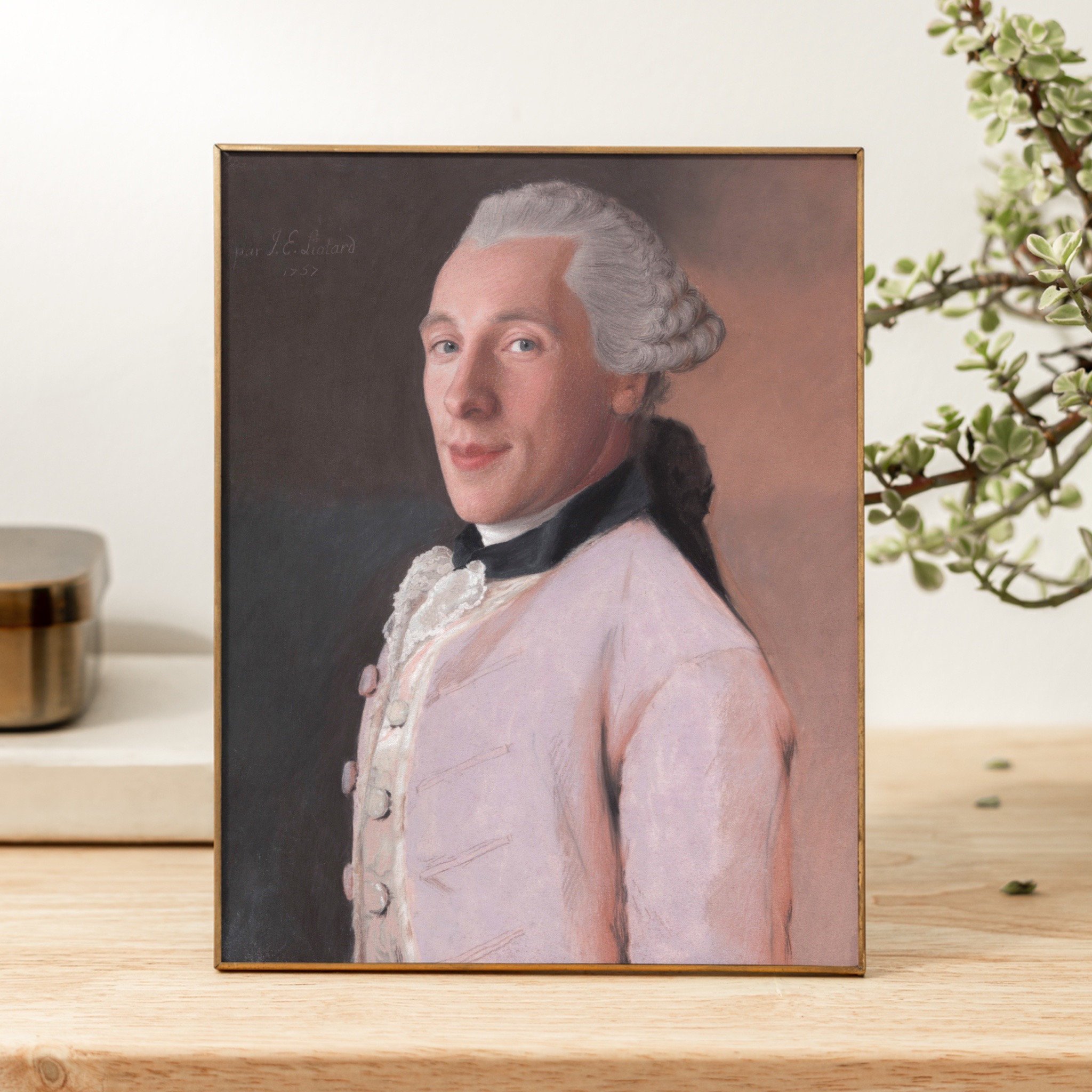 Rococo Portrait Very Handsome Man in Pink, Man With Powdered Wig, High ...
