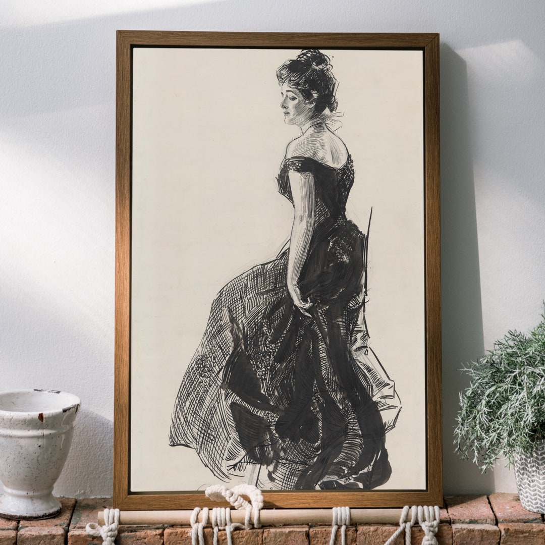 Gibson Girl, Woman in Black Evening Dress, Charles Gibson, High Quality ...