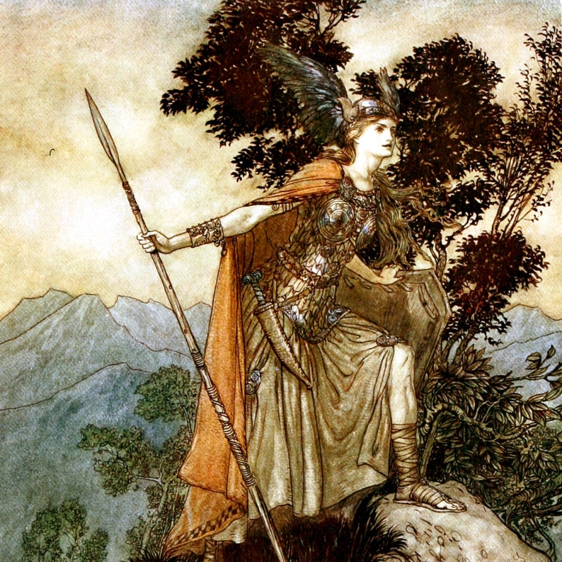 Vintage Valkyrie Illustration, Viking Lore, Viking Mythology Fine Art ...