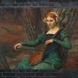 Pre-raphaelite Medieval Maiden Playing Music, Edgard Maxence , High ...