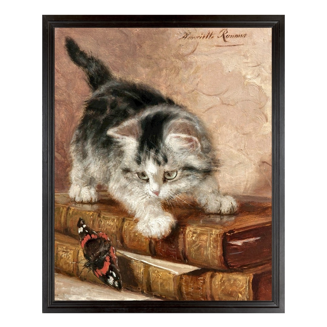 Kitten With Butterfly, Henriette Ronner-knip, Victorian Kitten Painting ...
