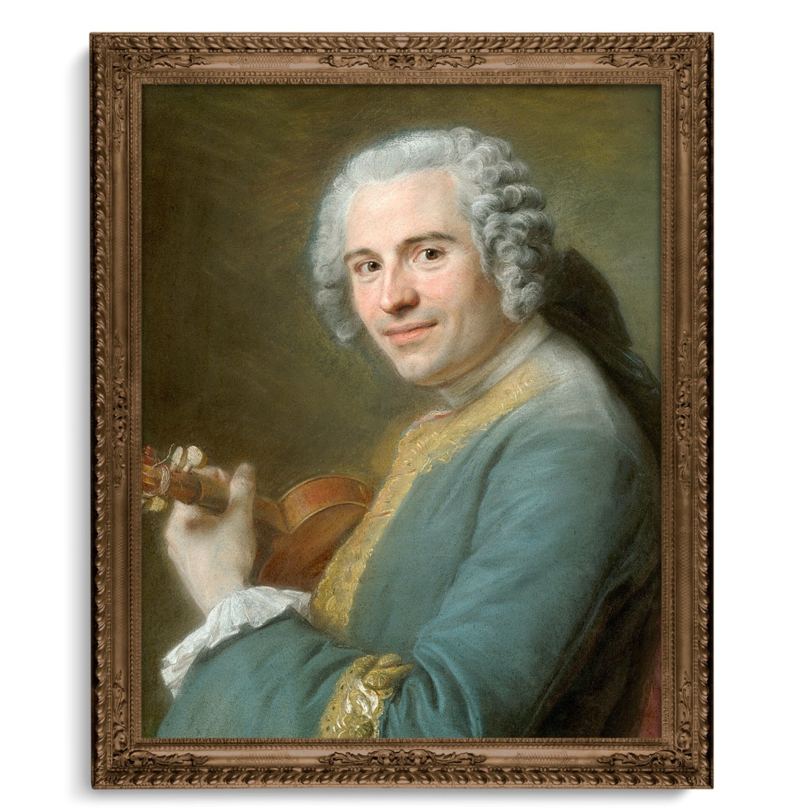 Rococo Portrait Very Handsome Man With Powdered Wig, Antique Male ...