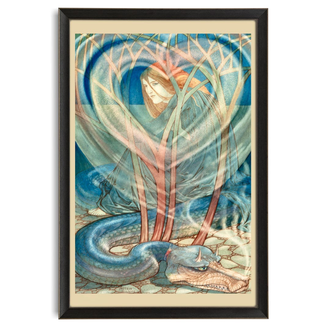 Deceit, Woman and Serpent Art Nouveau Print, Antique Reproduction ...