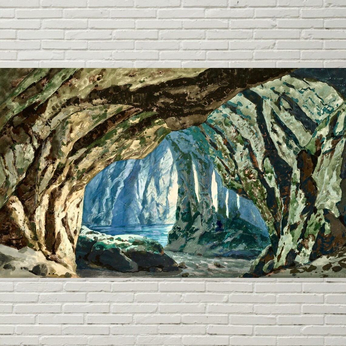 Grotto, Sea Cave, Reproduction Antique Sketch for Theater Stage Design ...