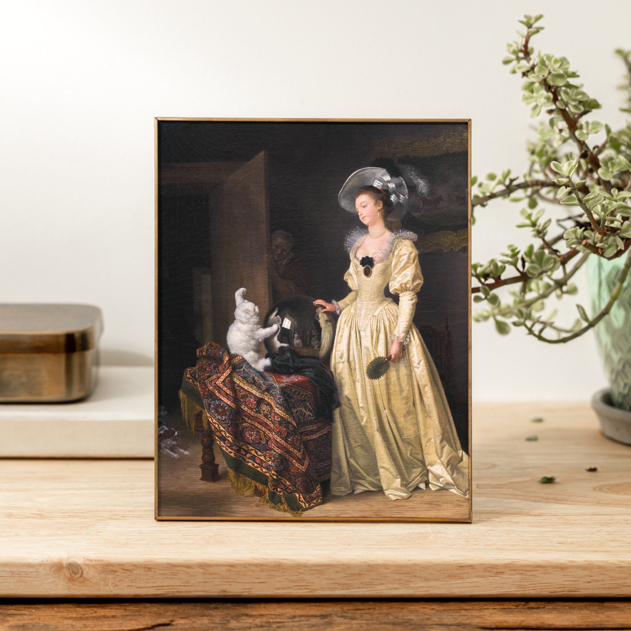 Rococo Crazy Cat Painting White Cat Antique Art High Quality - Etsy
