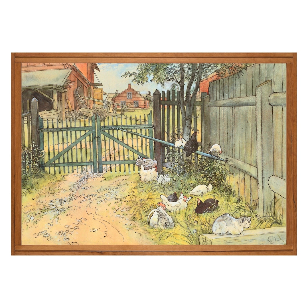 Vintage Scandinavian Chickens Farmhouse Art, Carl Larsson, Fine Art ...