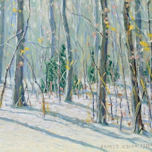 Trees in Snow, Impressionist Painting, Deciduous Trees Winter Landscape ...