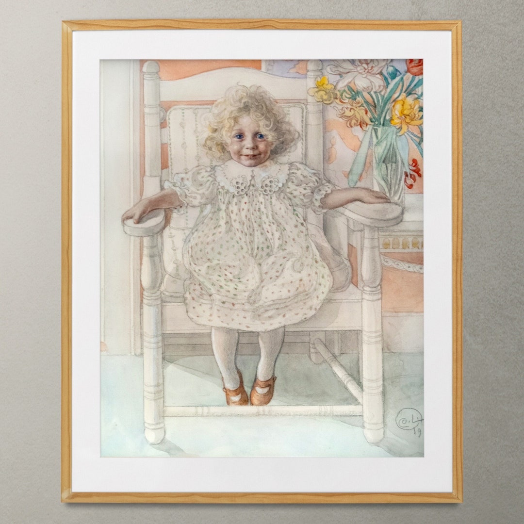 Vintage Scandinavian Little Girl in White Dress, Carl Larsson, Fine Art ...