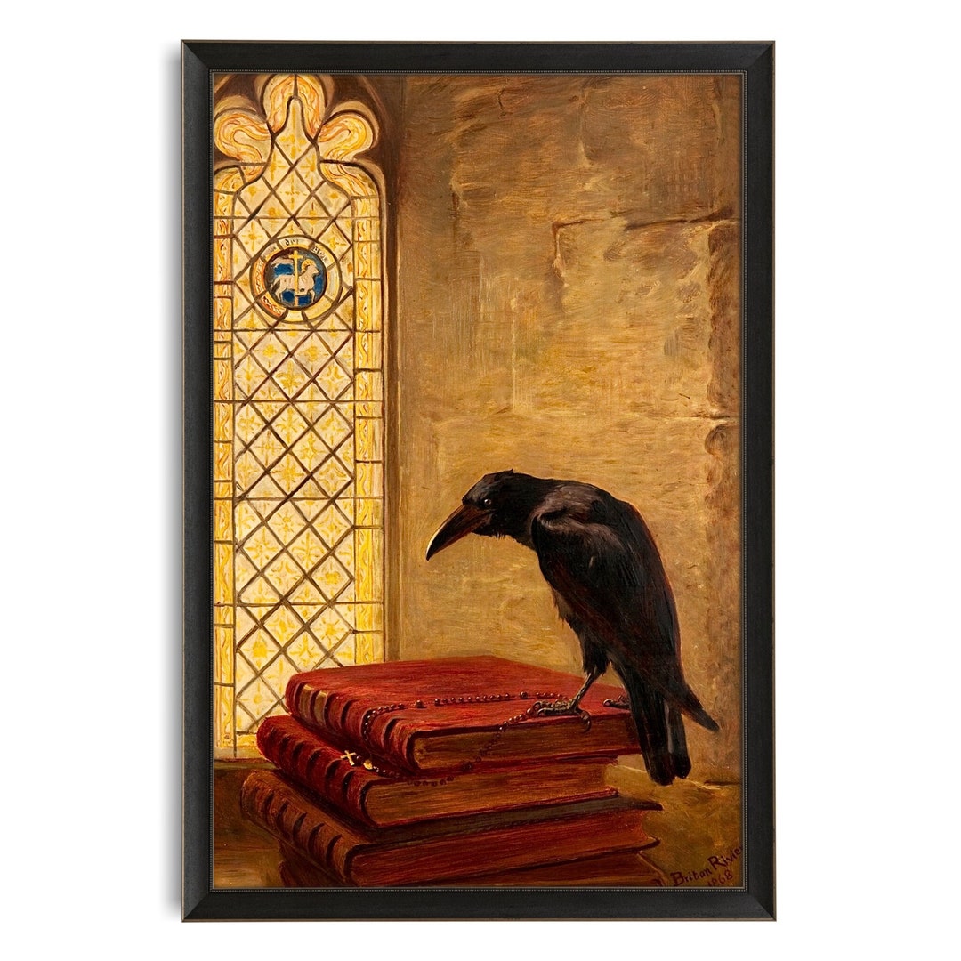 Antique Gothic Crow Painting, Crow Art, High Quality Art Print, Briton ...