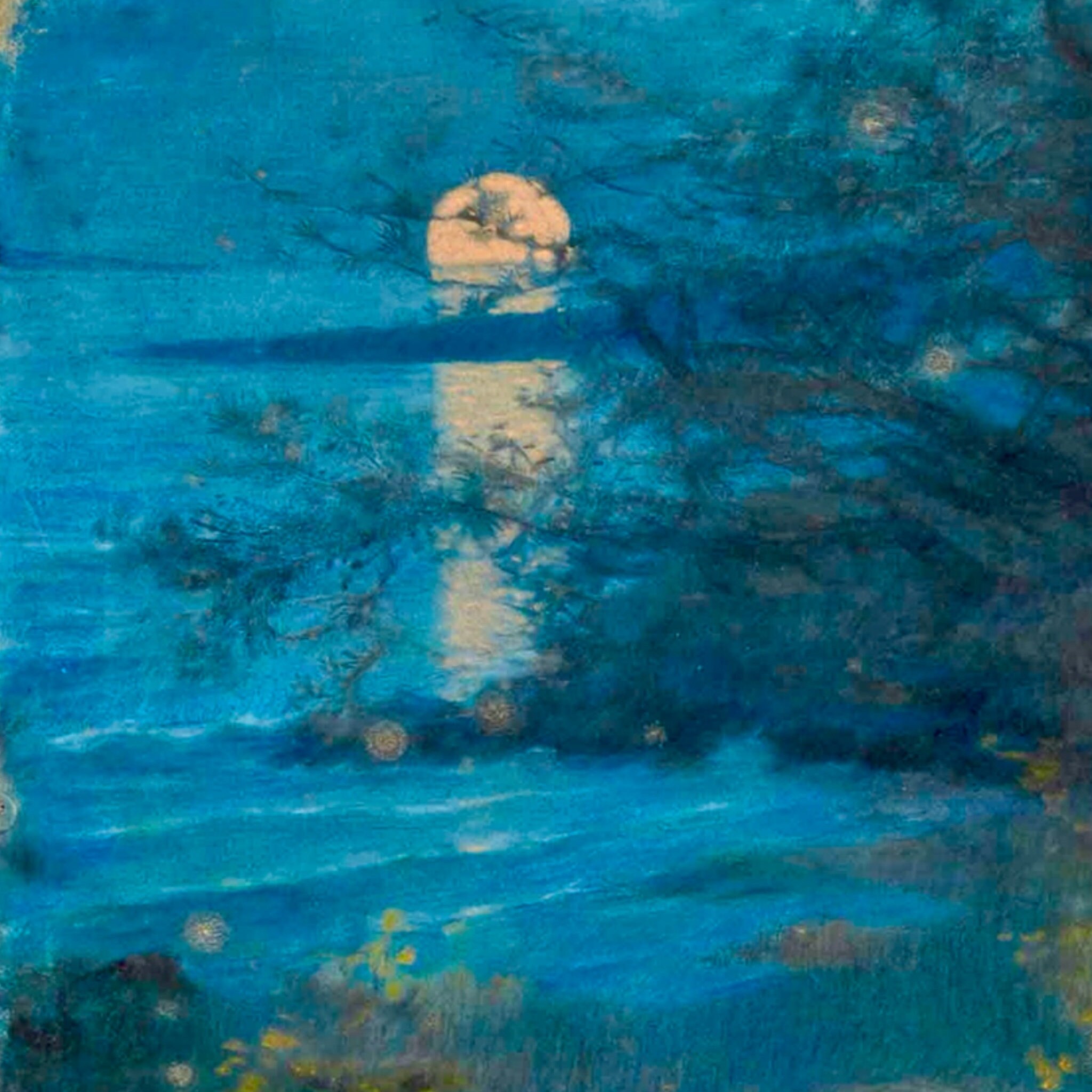 Moonlit Landscape With Two Nude Women, Antique Lesbian Painting ...
