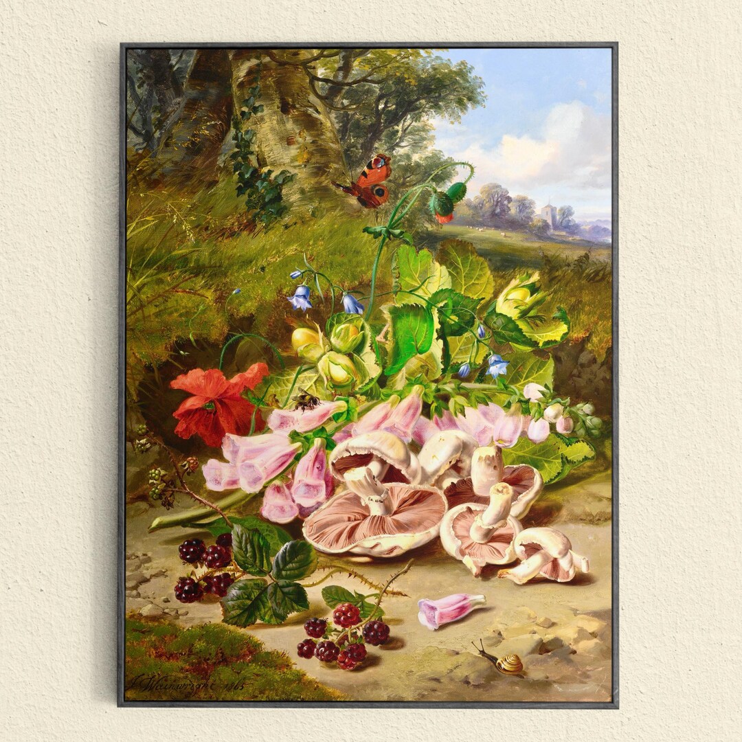 19th Century Still Life With Fruits, Flowers, Mushrooms, Insects ...