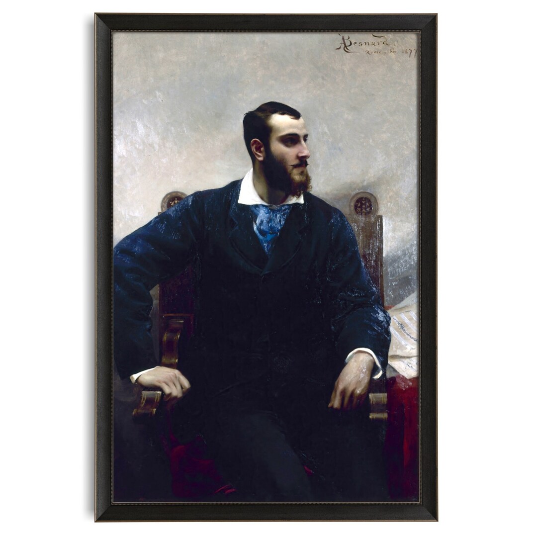 Antique Painting Handsome French Man With Beard, Andre Wormser, High ...