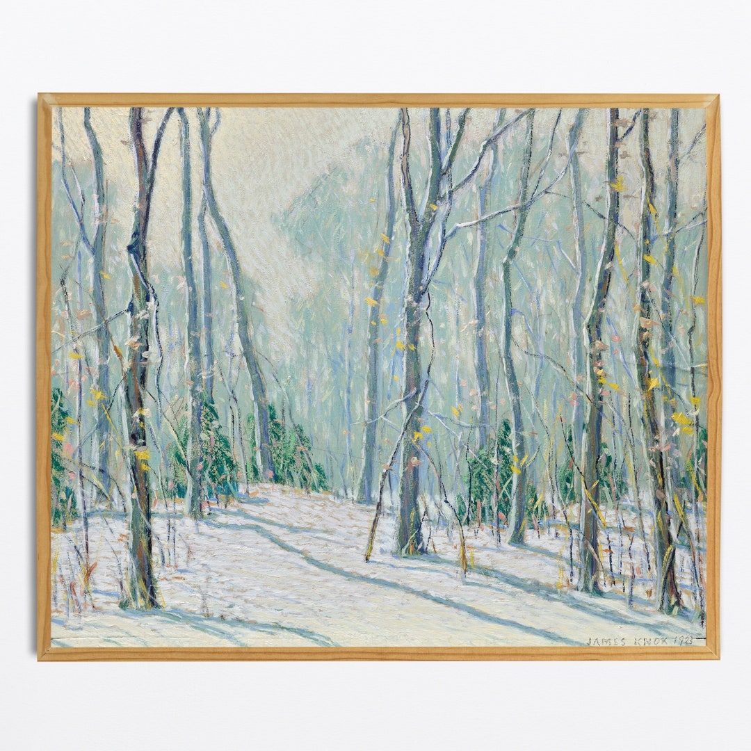 Trees in Snow, Impressionist Painting, Deciduous Trees Winter Landscape ...