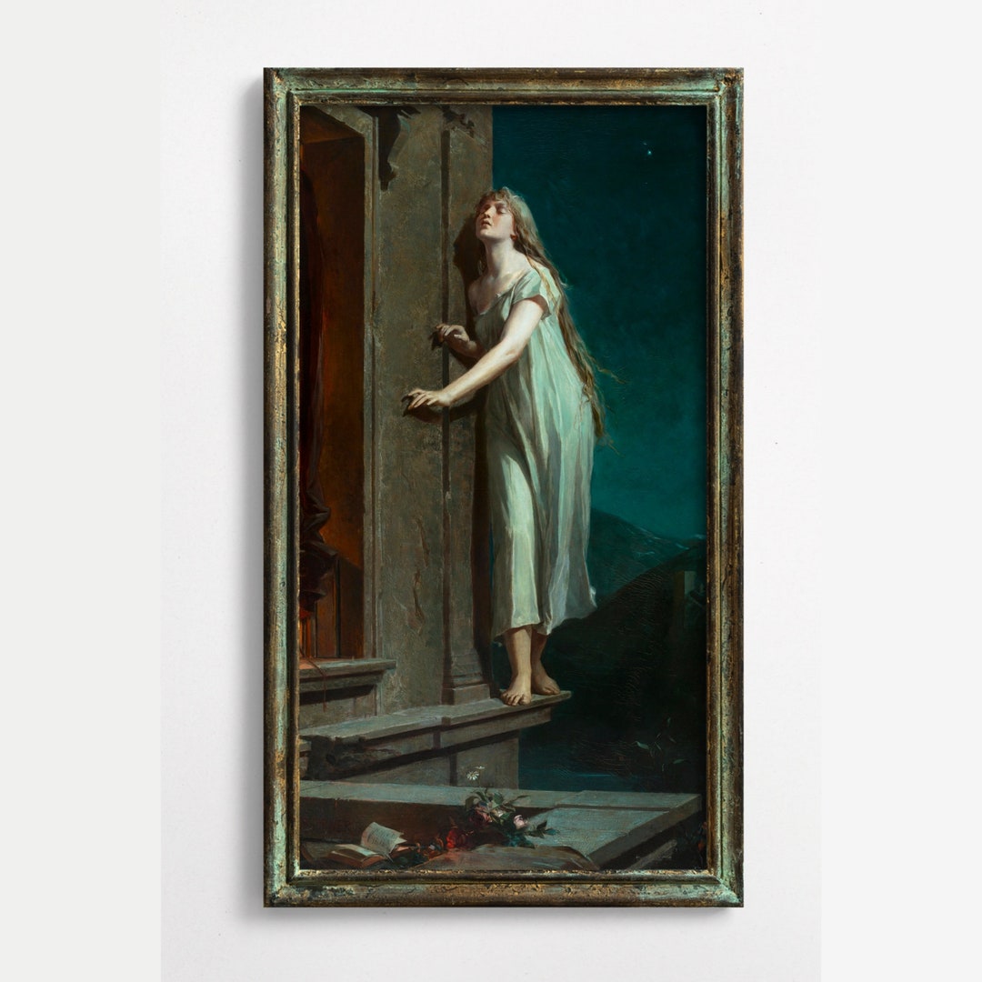 Vintage Antique Art Woman Sleepwalking, Somnambulant, Maximilian Pirner ...