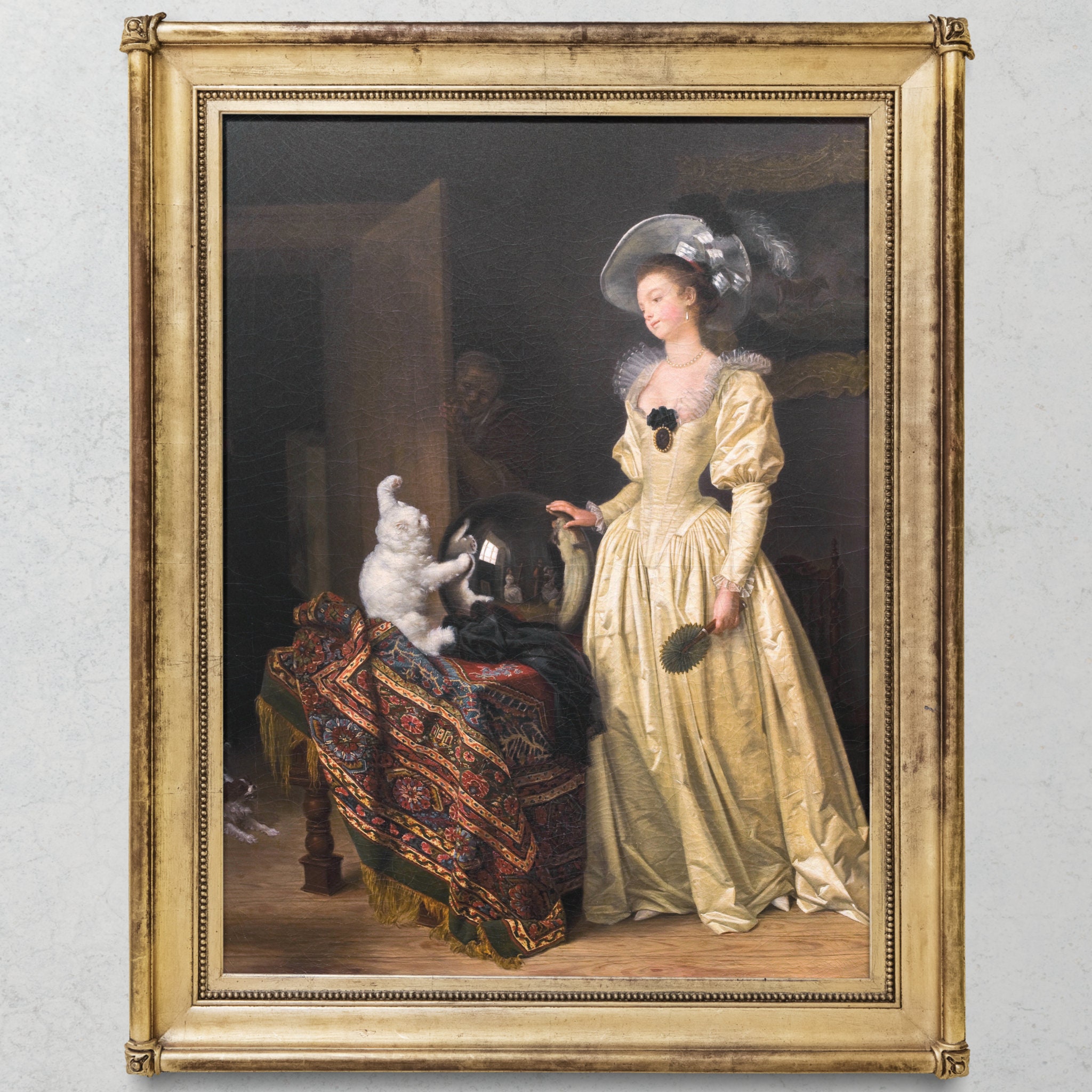 Rococo Crazy Cat Painting White Cat Antique Art High Quality - Etsy