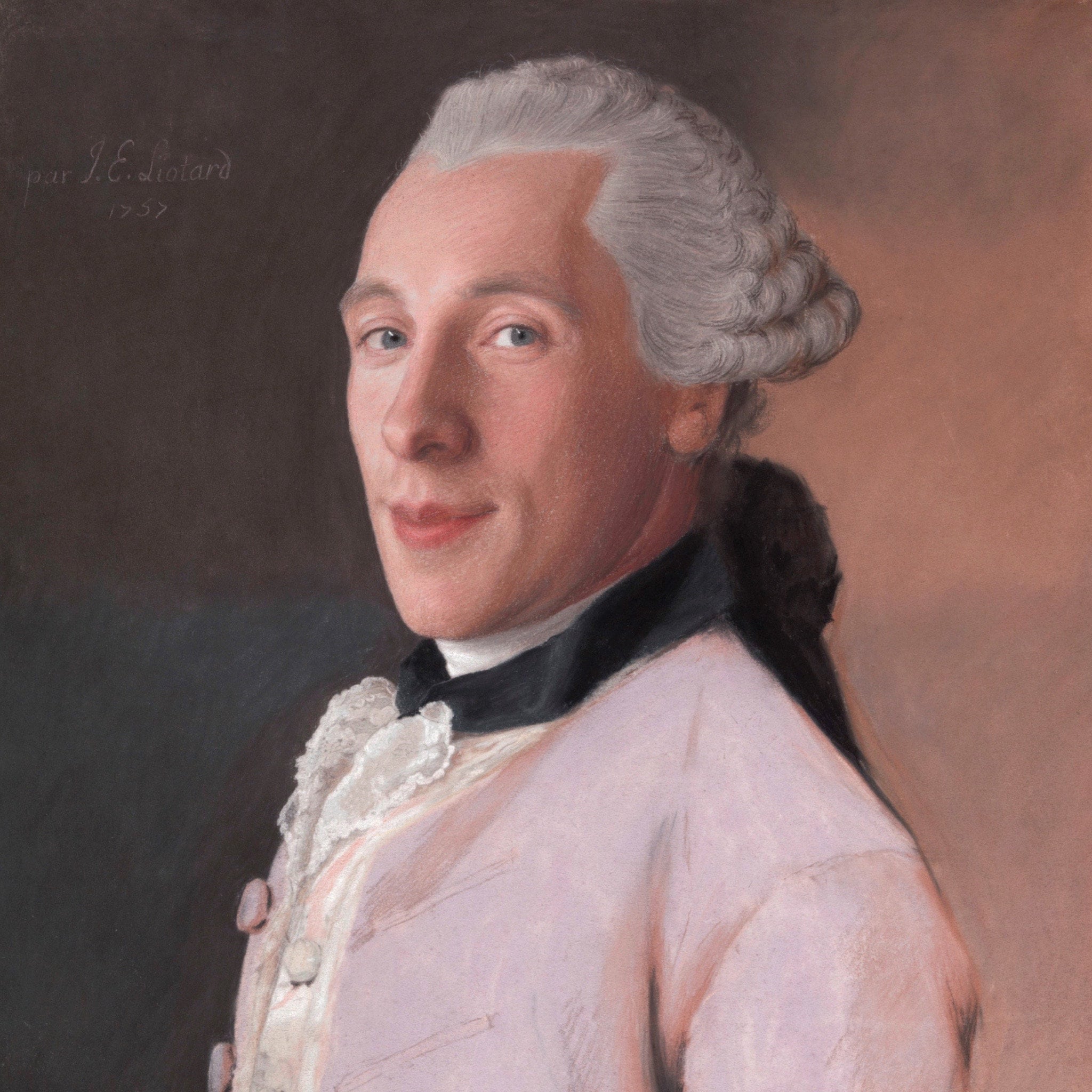 Rococo Portrait Very Handsome Man in Pink, Man With Powdered Wig, High ...