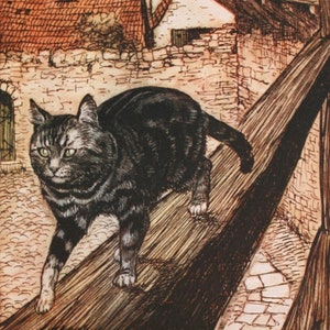 Cat Fairy Tale Art, Arthur Rackham, High Quality Fine Art Print, 8x10 ...