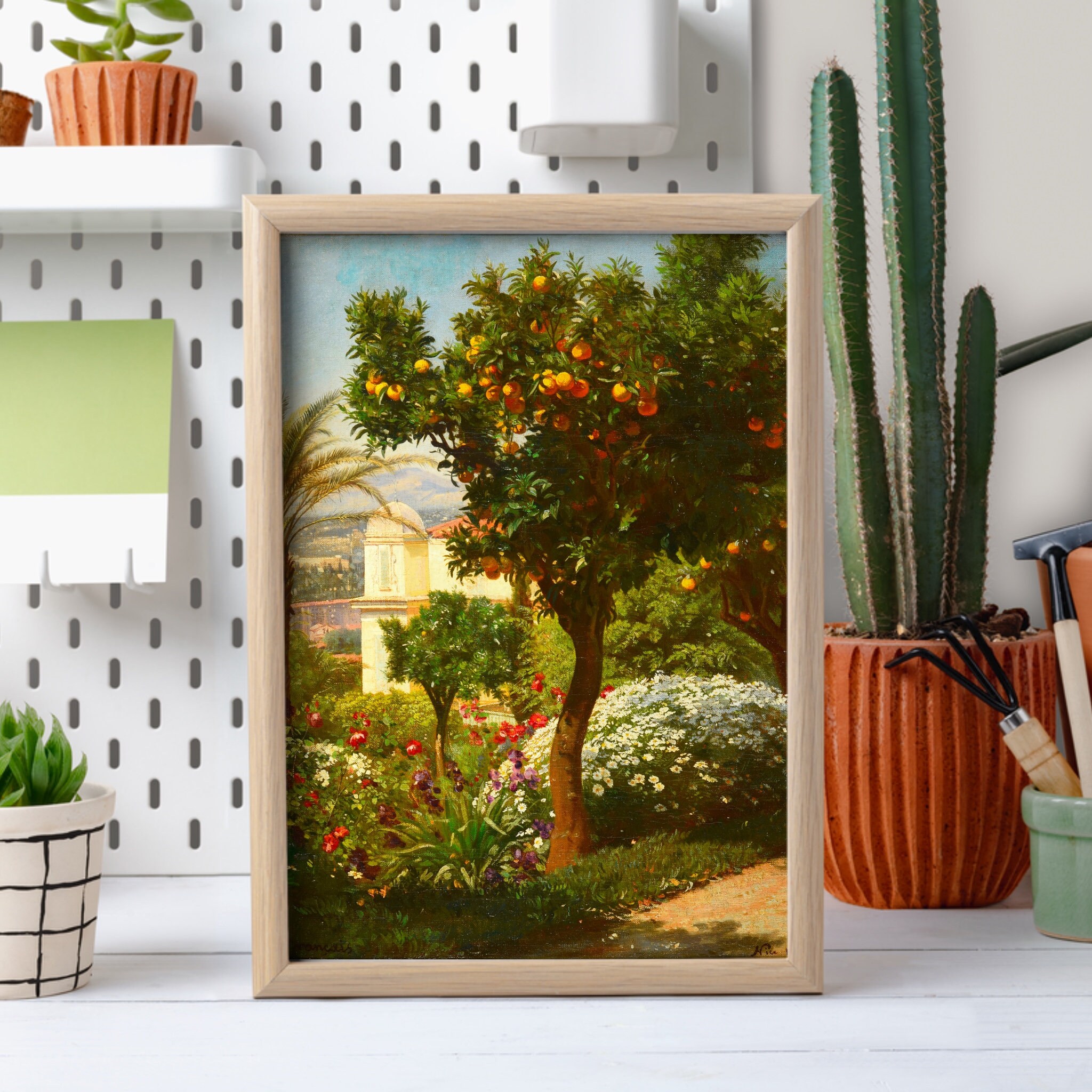Antique Reproduction Landscape With Orange Tree, French Landscape With ...