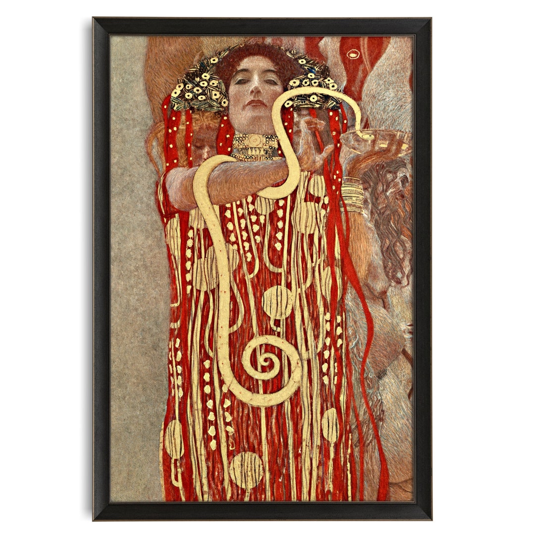 Hygeia, Gustav Klimt Wall Art, Art Deco Art Nouveau, Gold and Red ...