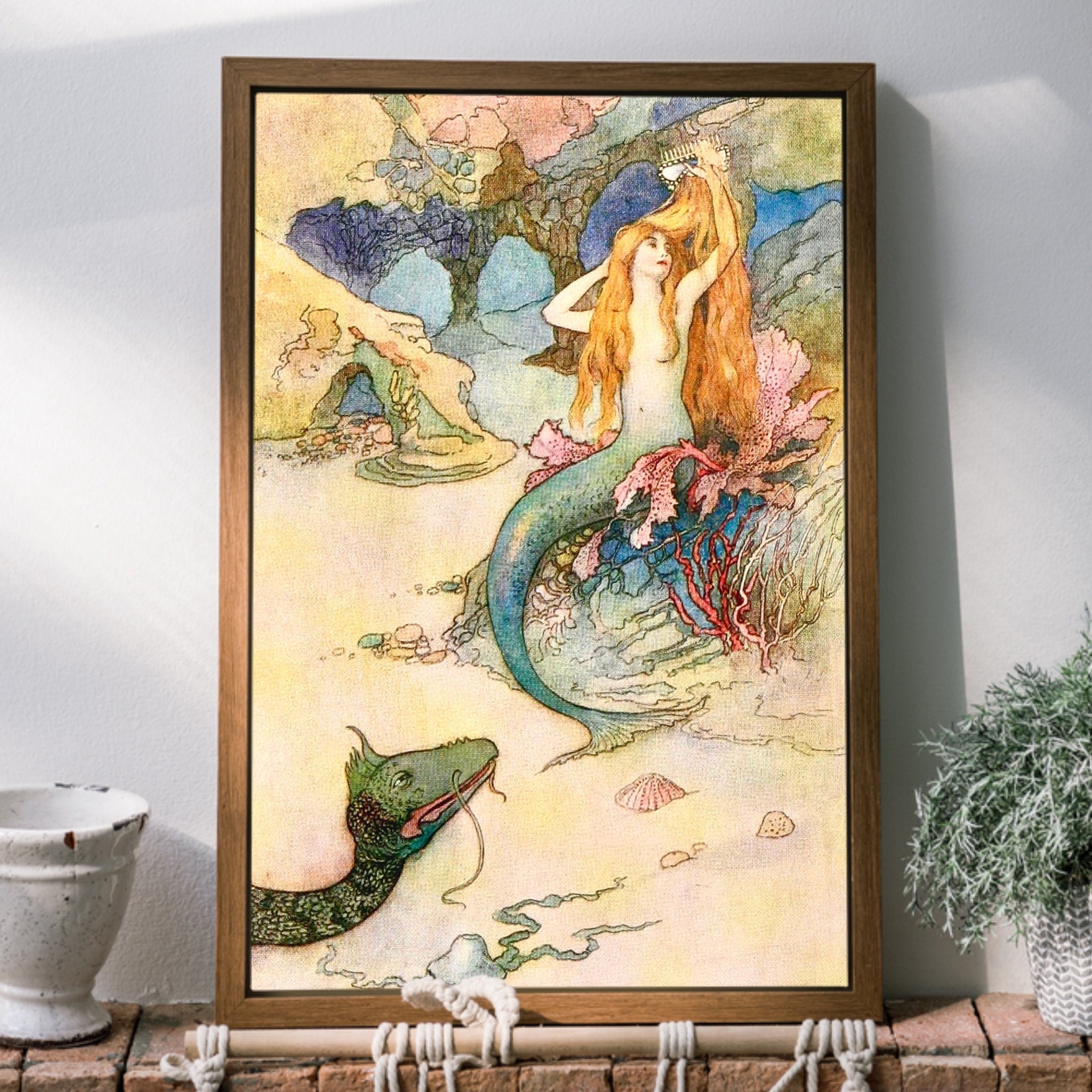 Vintage Mermaid Book Cover Art Print Mythology Decor, 48% OFF