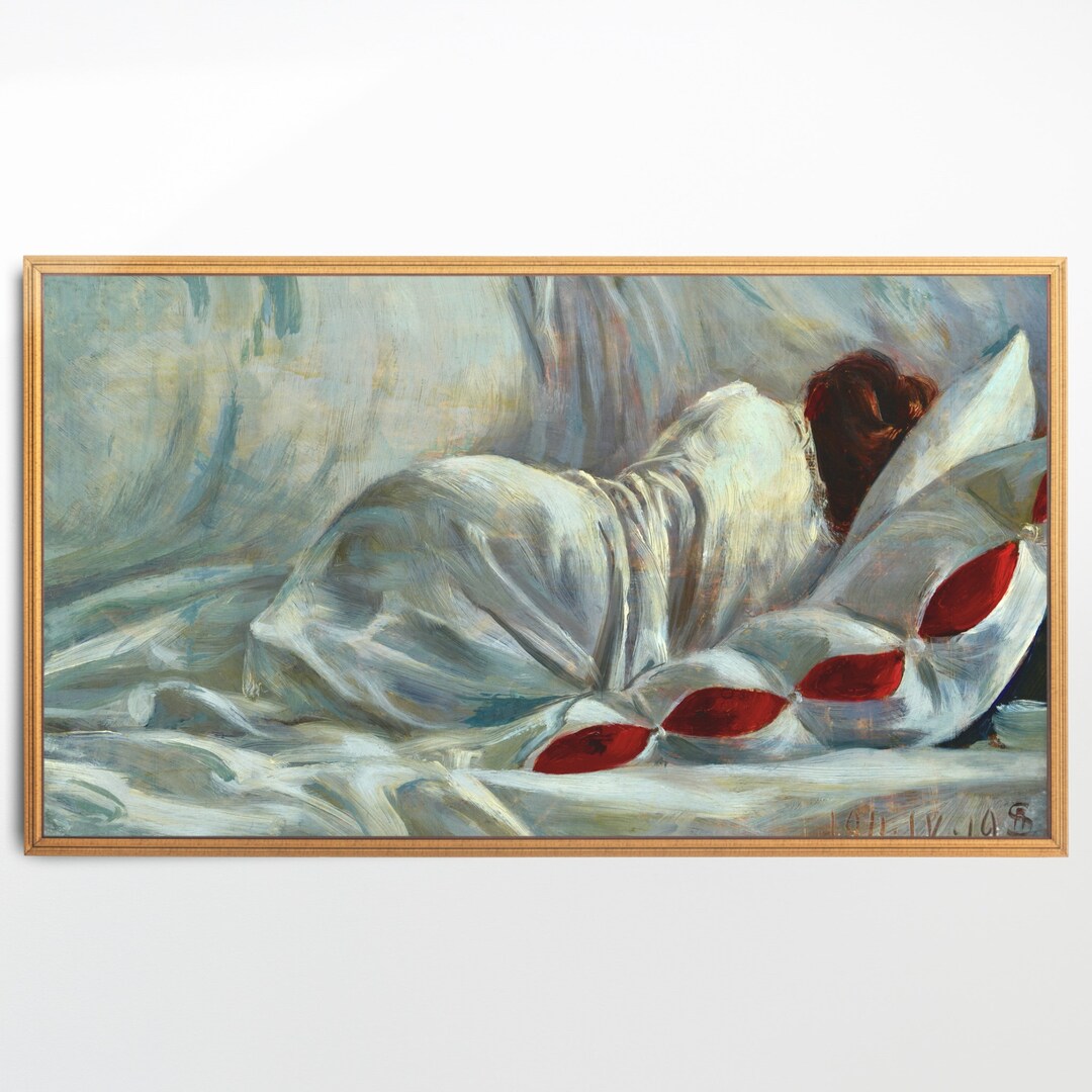 Woman Sleeping, Art Nouveau Impressionist Painting Art Print, Woman ...