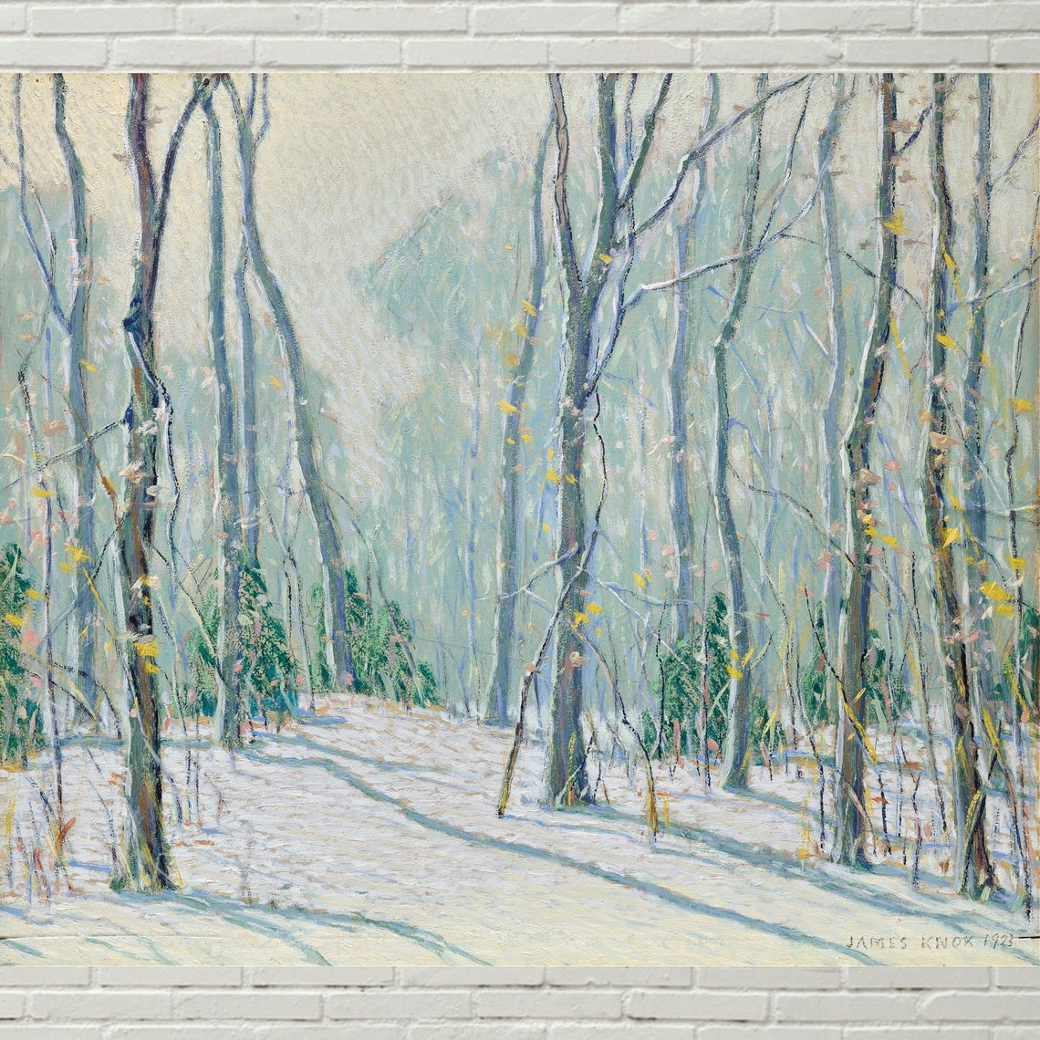 Trees in Snow, Impressionist Painting, Deciduous Trees Winter Landscape ...