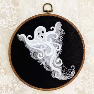 Lace Ghost Embroidery Art. Machine Embroidery 8" Hoop. Gothic Décor ...