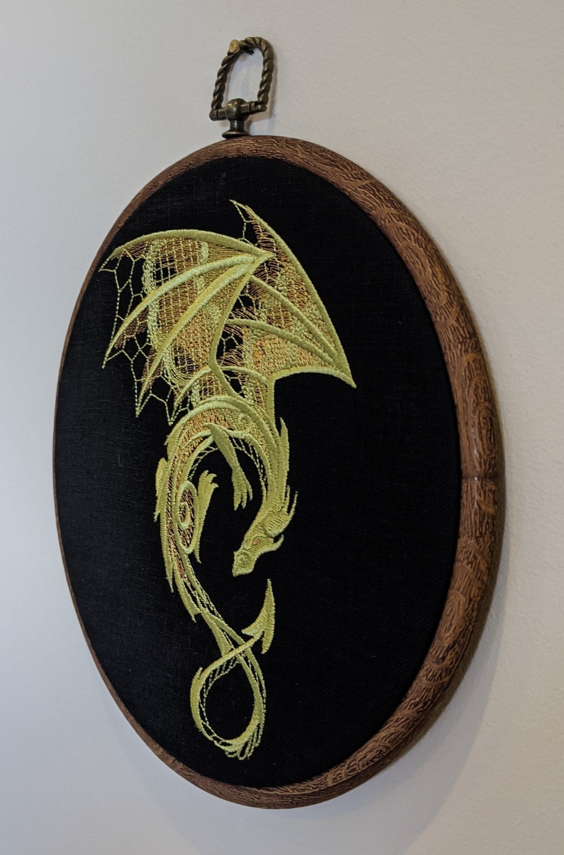 Lace Dragon Embroidery Art. Machine Embroidery 8" Hoop. Gothic Décor ...