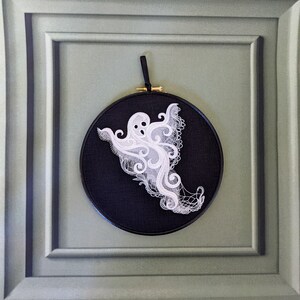 Lace Ghost Embroidery Art. Machine Embroidery 8" Hoop. Gothic Décor ...