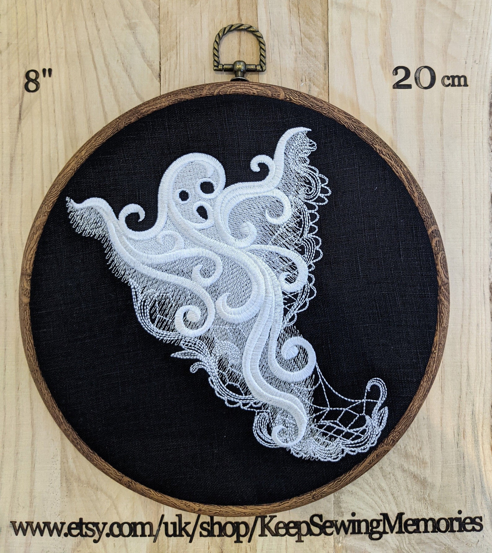 Lace Ghost Embroidery Art. Machine Embroidery 8" Hoop. Gothic Décor ...