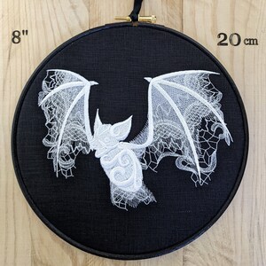 White Lace Embroidered Bat. Machine Embroidery 8" Hoop. Vintage ...