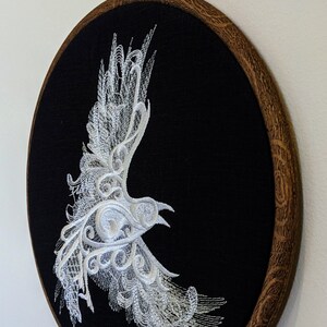 Lace Raven Embroidery Art. Machine Embroidery 8" Hoop. Gothic Décor ...