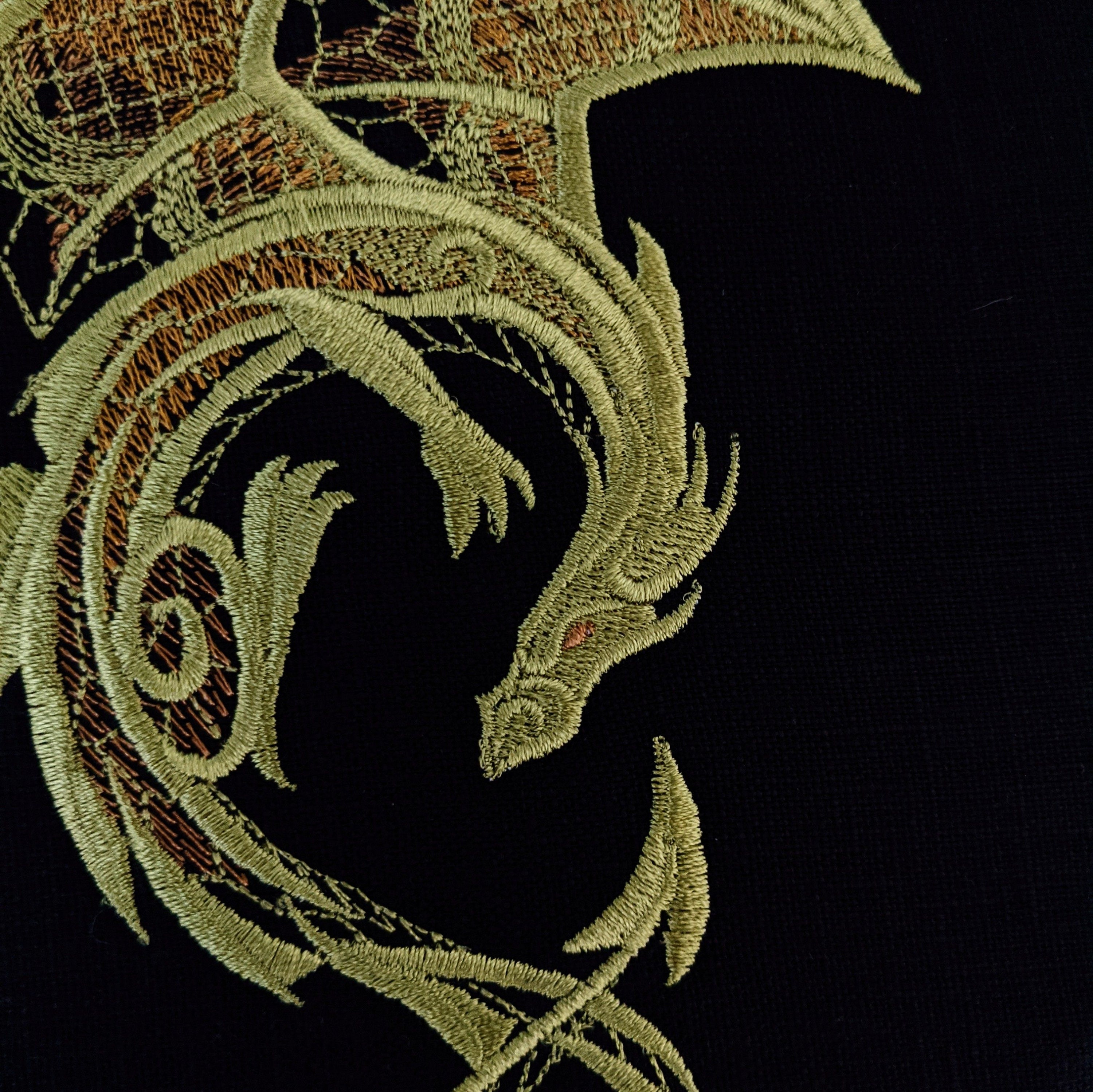 Lace Dragon Embroidery Art. Machine Embroidery 8" Hoop. Gothic Décor ...