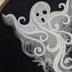 Lace Ghost Embroidery Art. Machine Embroidery 8" Hoop. Gothic Décor ...